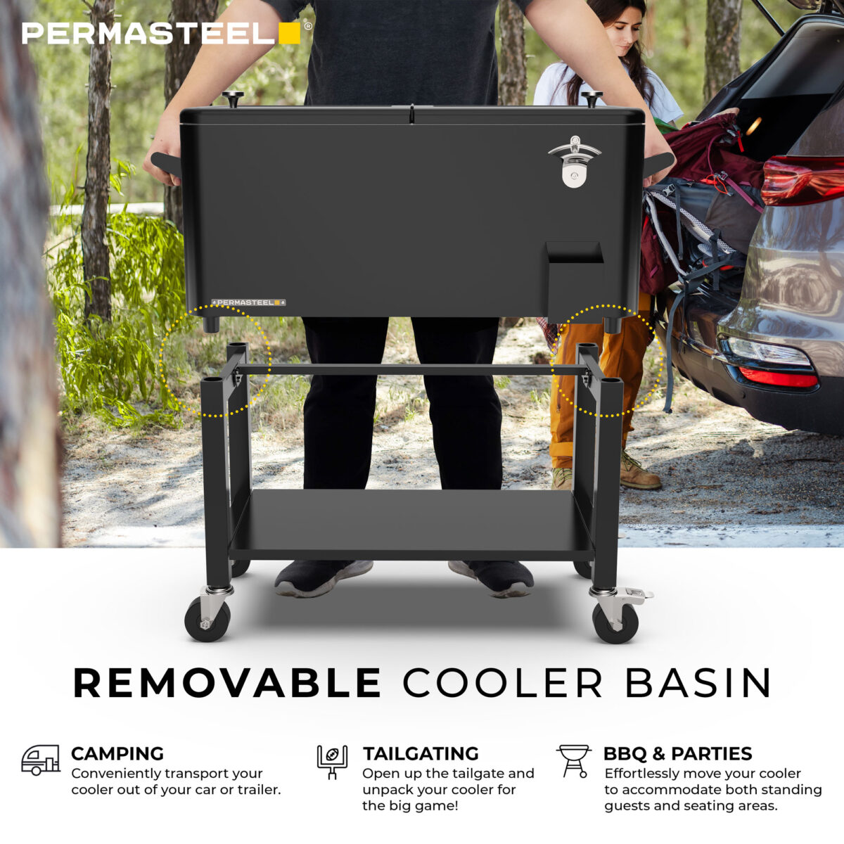 Permasteel 80-Quart Rolling Patio Cooler With Removable Basin And ...